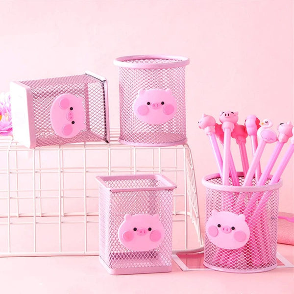 Pink Pig Pens & Wire Mesh Desk Accessory Pen Holder – The Pink Pigs