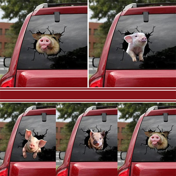Pigs Breaking Out Car Sticker Decal for Window – The Pink Pigs
