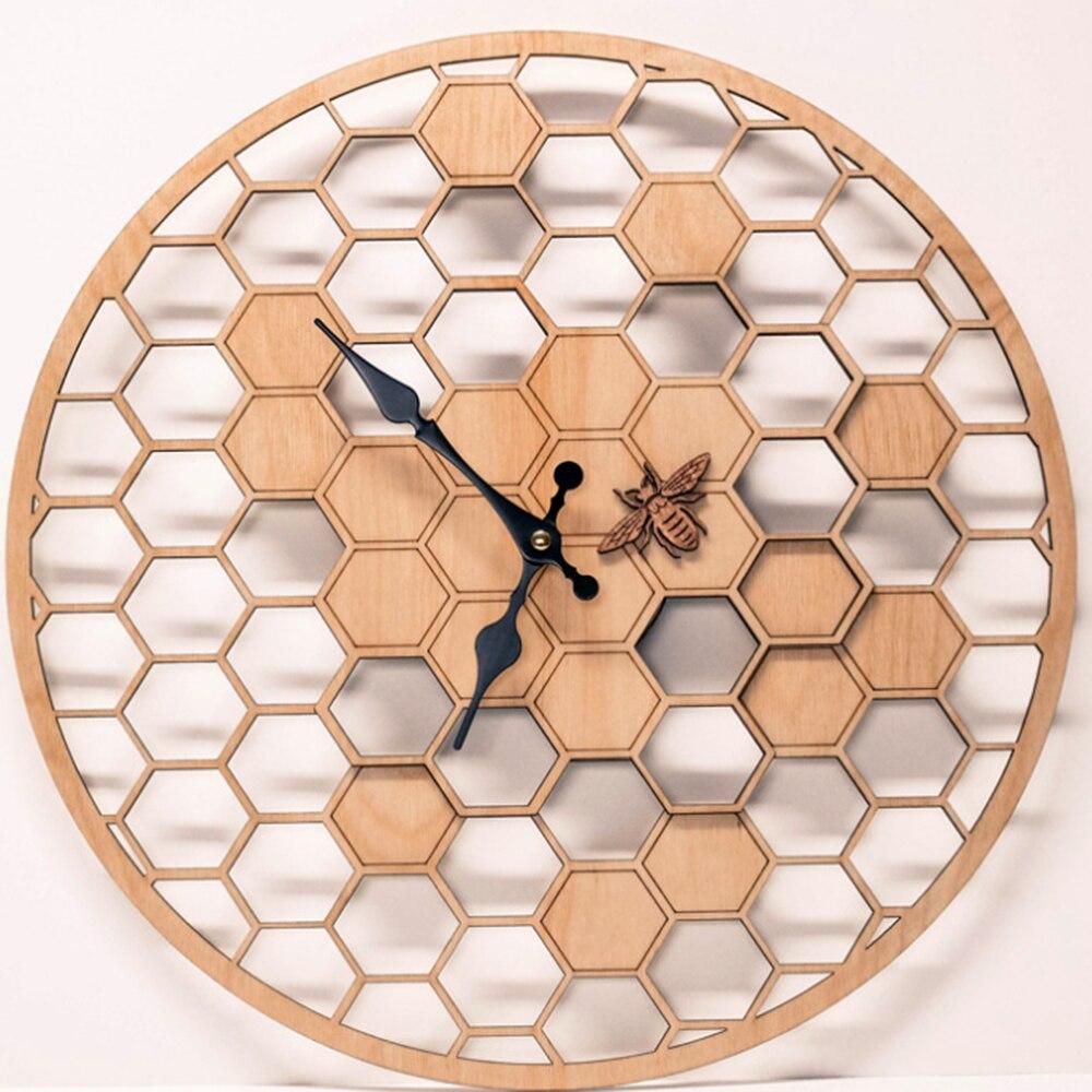 Bee Wall Clocks-4 styles, Bee and Honeycomb Natural Wood Wall Clocks ...