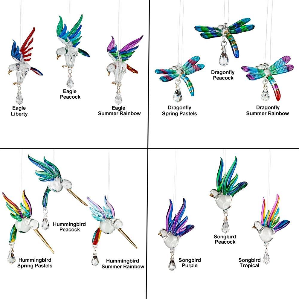 Fantasy Glass Crystal Suncatchers-Eagle, Hummingbird and Dragonfly ...