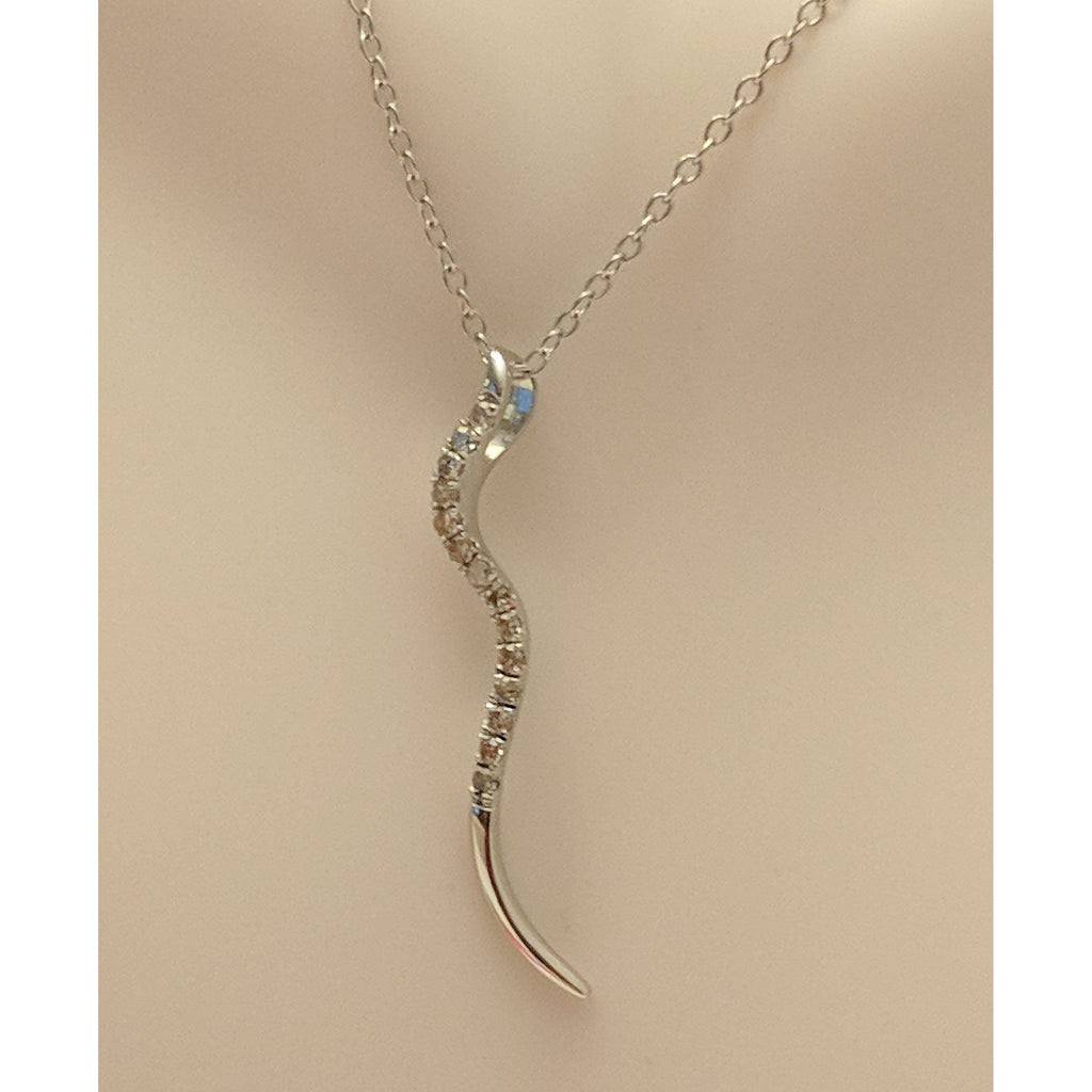 Genuine Diamond SNAKE Pendant in Affordable Sterling Silver--Sparkly ...